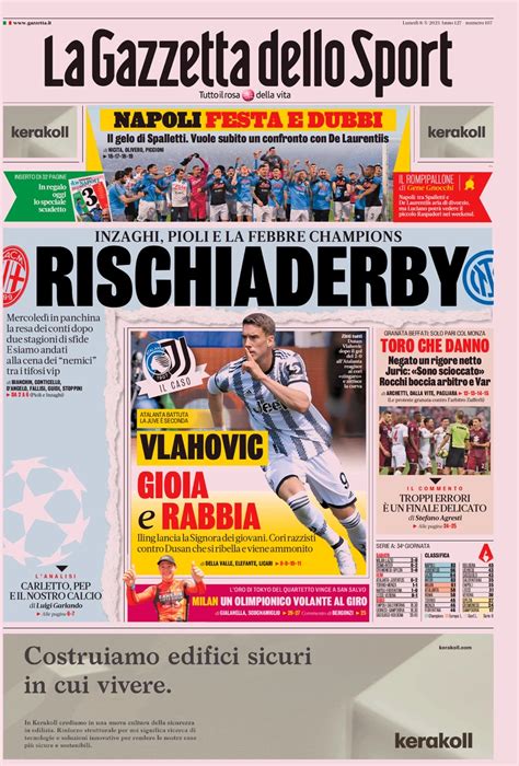 Le Prime Pagine Dei Quotidiani Sportivi Di Oggi In Edicola Forza Monza