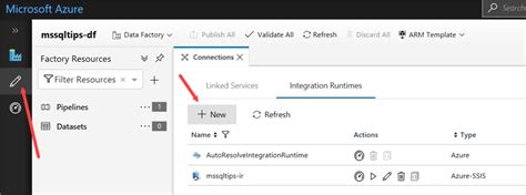 connect to on premises data in azure data factory with the self hosted