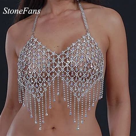 Stonefans Rhinestone Tassel Body Chain Sexy Beach Gold Silver Ab