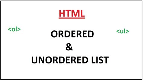 how to create ordered and unordered list in html web page