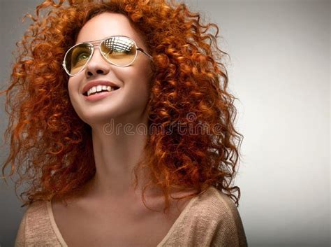 Red Hair Beautiful Woman With Curly Long Hair Stock Image Image Of