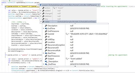 crud actions in ej2 typescript schedule control syncfusion