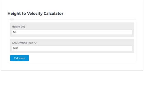Height To Velocity Calculator Calculator Academy