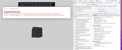 unhandled runtime error typeerror failed to register a serviceworker