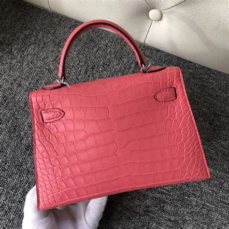 Kuwait Hermes Kelly Mini 2代 Alligator Crocodile A5 Bouganinviller 杜鹃红