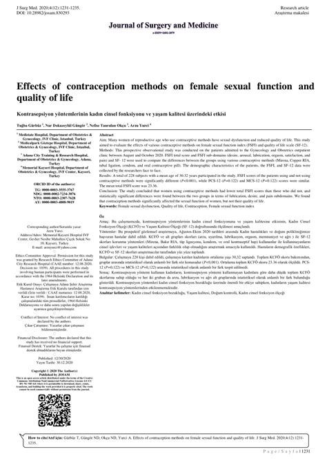 Pdf Effects Of Contraception Methods On Female Sexual Function And