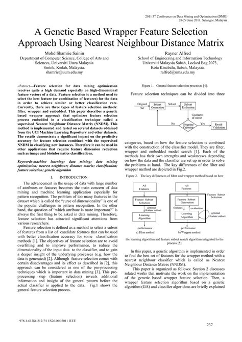 pdf a genetic based wrapper feature selection approach using nearest