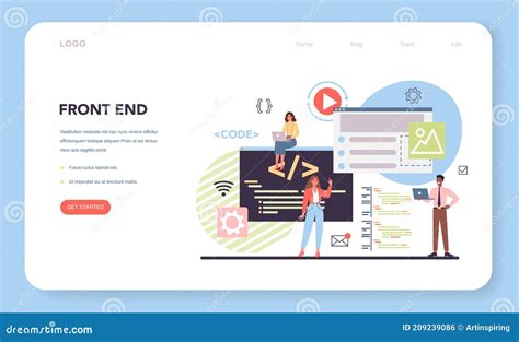 programming web banner or landing page idea of working stock vector