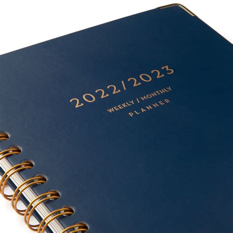 2022 2023 Mintgreen Weekly Monthly Spiral Planner 7 25x8 75 Navy Gold