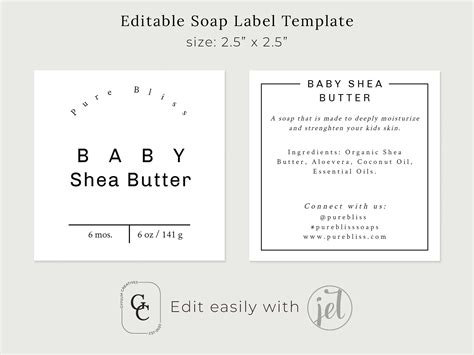 Editable And Printable Soap Label Template Minimalist Square Etsy Uk