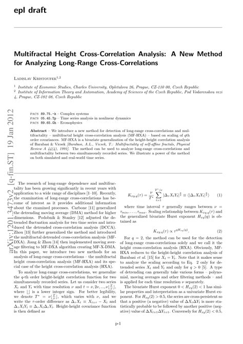Pdf Multifractal Height Cross Correlation Analysis A New Method For