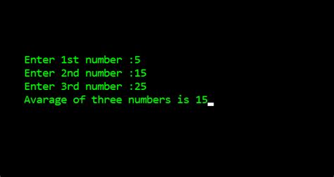 program to find the average of 3 numbers in c