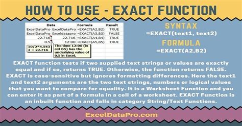 how to use exact function exceldatapro