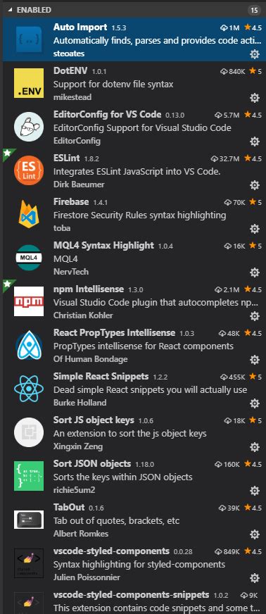reactjs vscode auto import react built in hooks like usestate