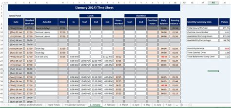 employee staff time sheet and calendar reusable microsoft excel spreadsheet