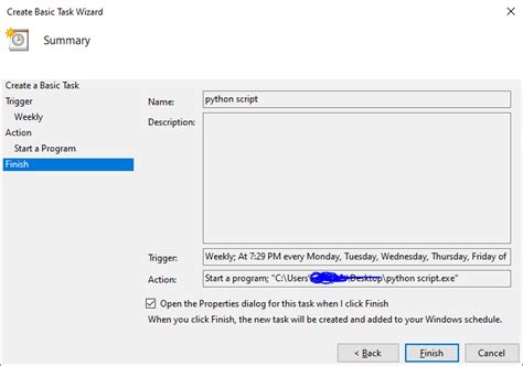 scheduled tasks scheduling python script executable in windows 10