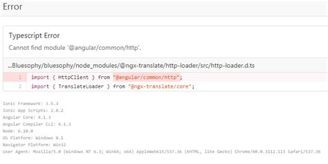 typescript cannot find module angular common ionic 3 app