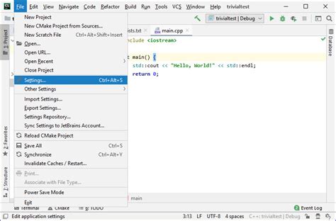 clion ide downloading installing and testing