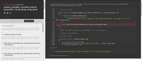 quoted printable encode expects parameter 1 to be string array given
