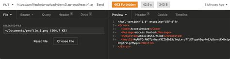 node js access denied performing put file using s3 pre signed url