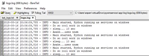 pywinservice running a simple python script as a windows