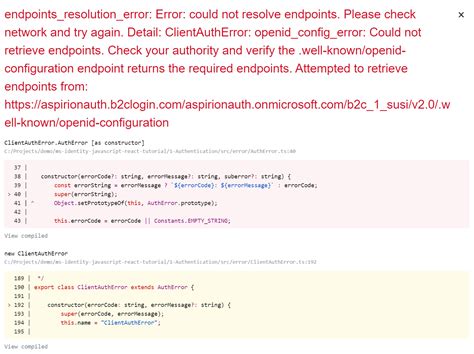 clientautherror openid config error could not retrieve endpoints