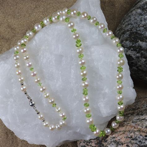 Peridot And Freshwater Cultured Pearl Necklace Dalbeg Design