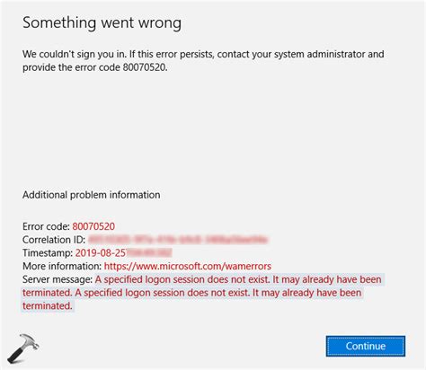 fix a specified logon session does not exist