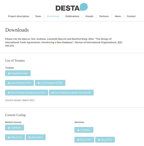 design of trade agreements desta database for world