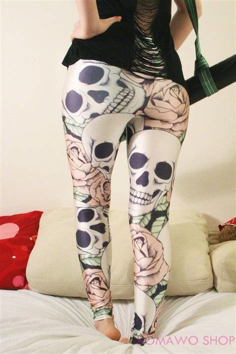 Sugar Skull Leggings Gothic Goth Printed Leggings Yoga Sports Etsy In