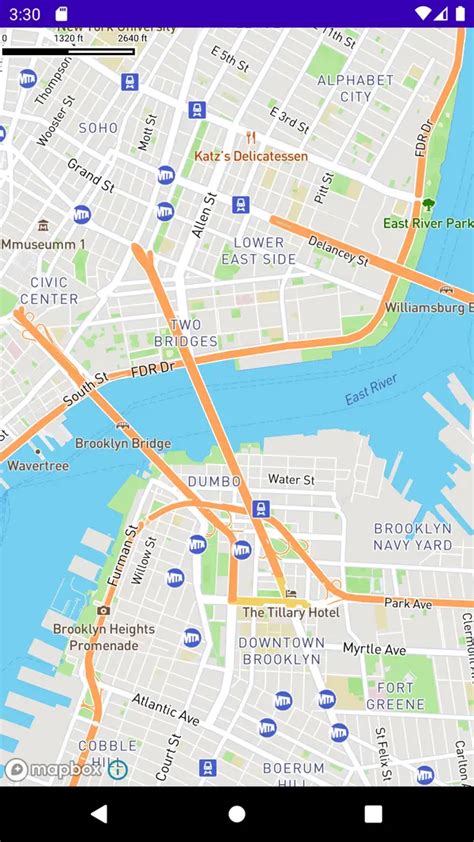 an ios application displaying a map using the mapbox streets style
