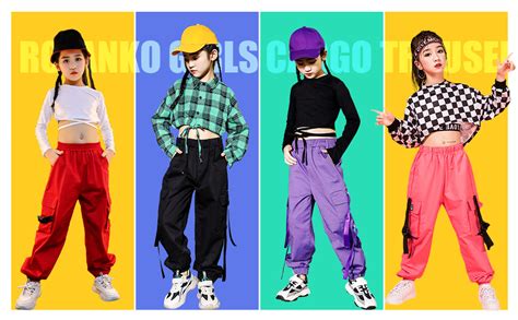 Rolanko Pantalon Cargo Enfant Fille Pantalon De Jogging Pour Filles Hip