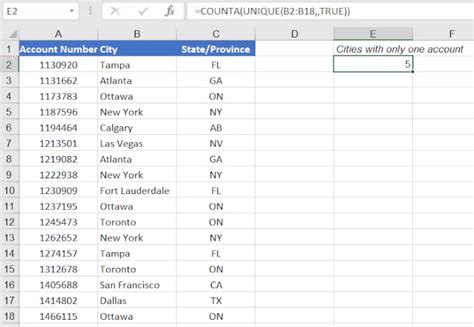 how to count unique values in excel with the unique function