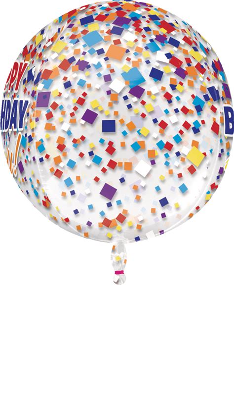 Ballon En Aluminium Rainbow Fetti Happy Birthday See Thru Orbz
