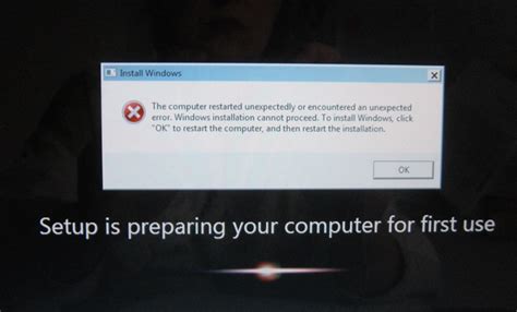 the computer restarted unexpectedly or encountered an unexpected error