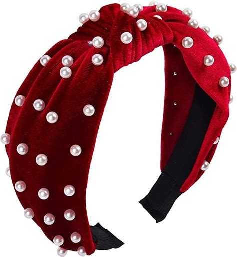 Marsrut Pretty Pearl Headbands Cute Knotted Velvet Hair