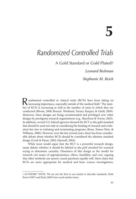 Pdf Randomized Control Trials A Gold Standard With Feet Of Clay