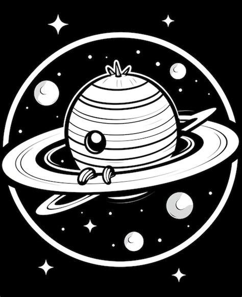 Una Caricatura De Saturno Rodeada De Estrellas Página De Libro Para