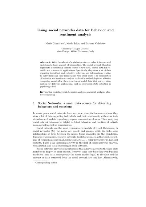 Pdf Using Social Networks Data For Behavior And Sentiment Analysis