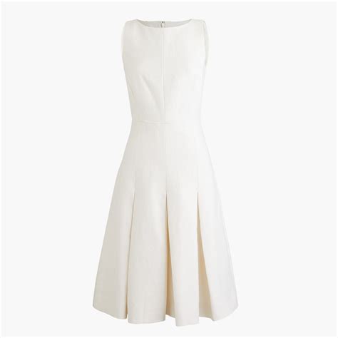 J Crew Sleeveless Pleated A Line Dress In Structured Linen A