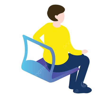 لطيف الكرتون يجلس الصبي صورة شخصية التصميم عنصر شفاف عناصر مرسومة