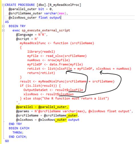 stored procedure in sql server with r code