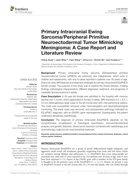 Pdf Primary Intracranial Ewing Sarcoma Peripheral Primitive