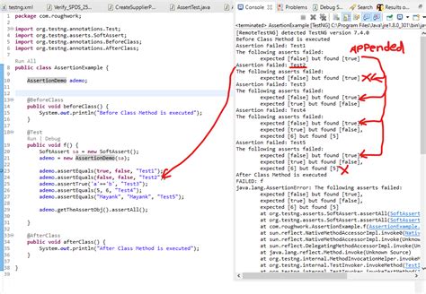 java softassert assertion statements getting appended and few