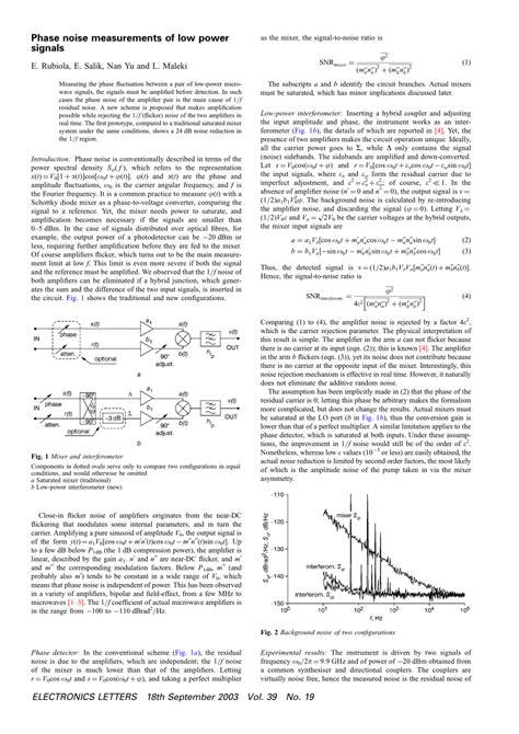 Pdf Phase Noise Measurements Of Low Power Signals