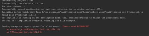 nativescript error read econnreset when using android emulator