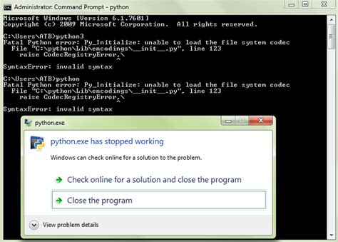 fatal python error py initialize unable to load the file