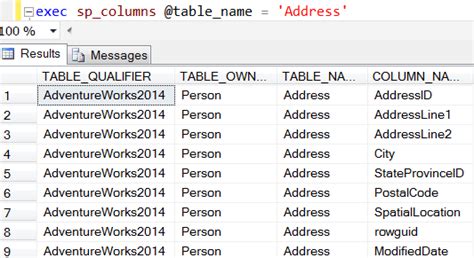 get table column names list in sql server by code