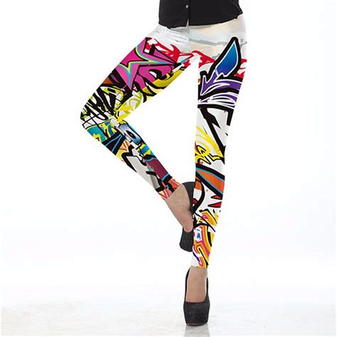 New Style Legins Colorful Comic Doodle Printed Leggins Pants For