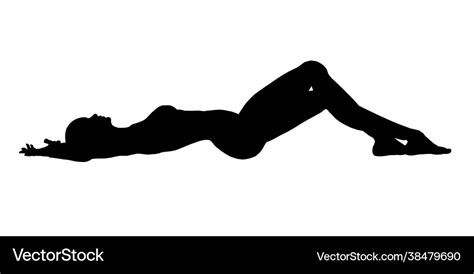 Silhouette A Girl Lying In A Sexy Pose Isolated Vector Image